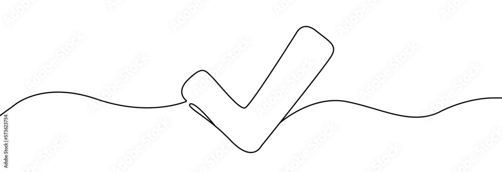 Check mark one line. Continuous one line drawing of check mark sign ...