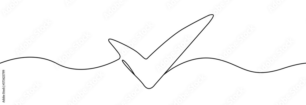 Check mark one line. Continuous one line drawing of check mark sign ...