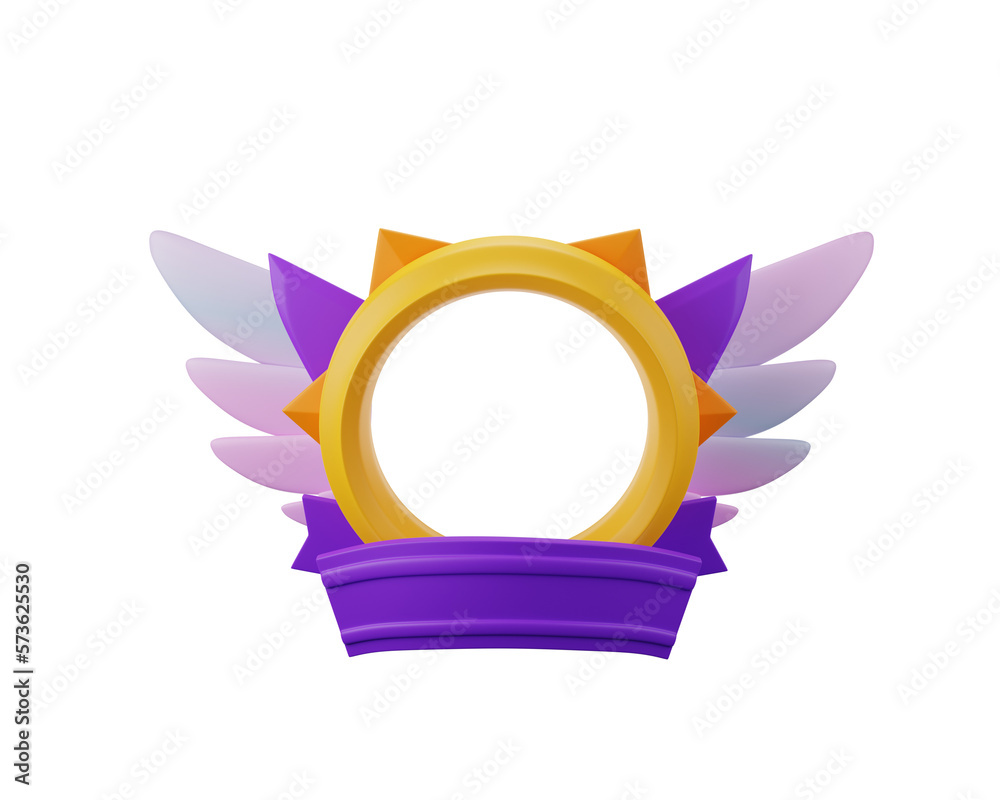 3D avatar frame, cartoon photo border render, game award fantasy badge ...