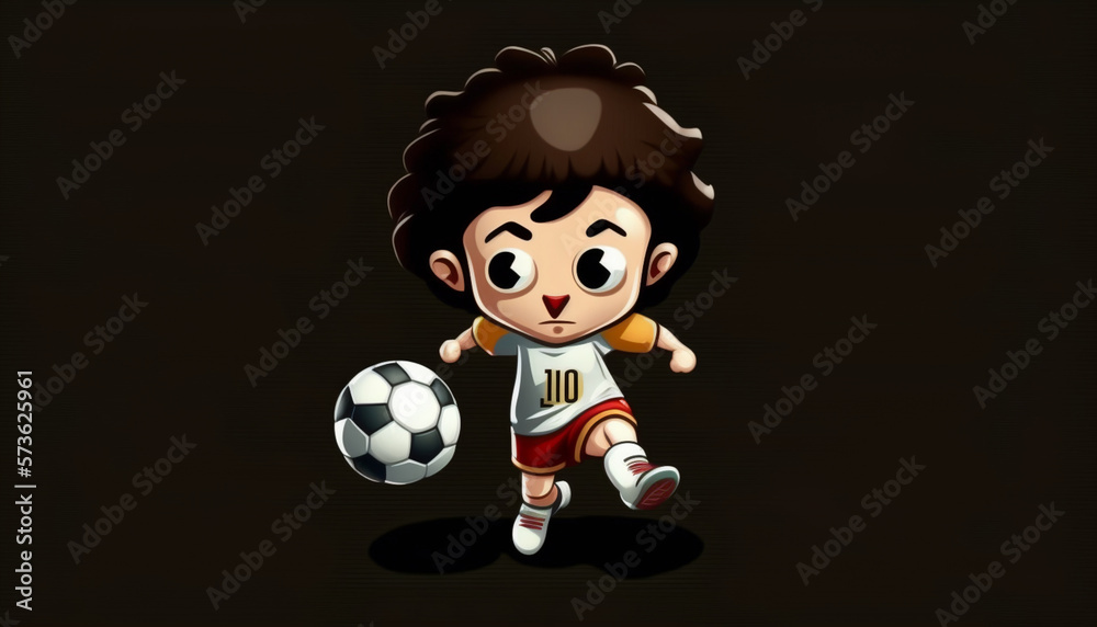 Child playing football chibi cartoon generative AI Stock Illustration ...