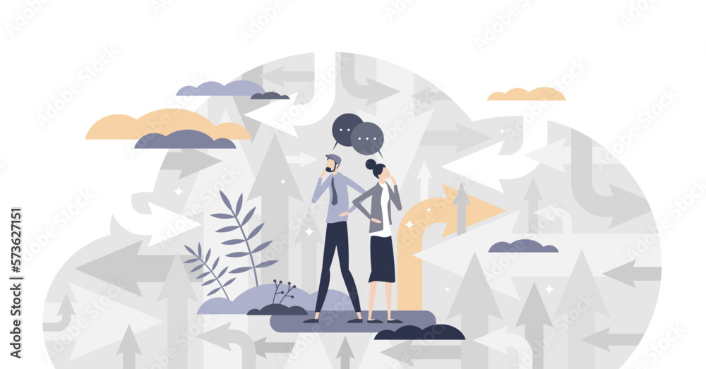 Finding your way as path direction arrows and confused couple tiny ...