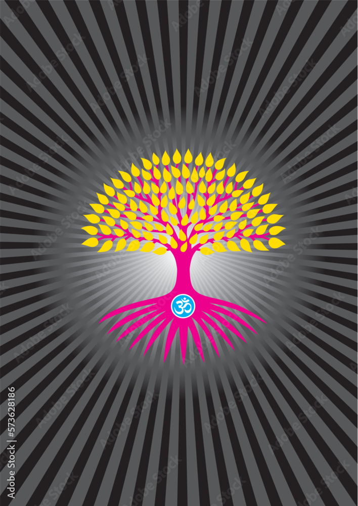 The tree of life with the sign om, aum, ohm in the center. Symbol of ...