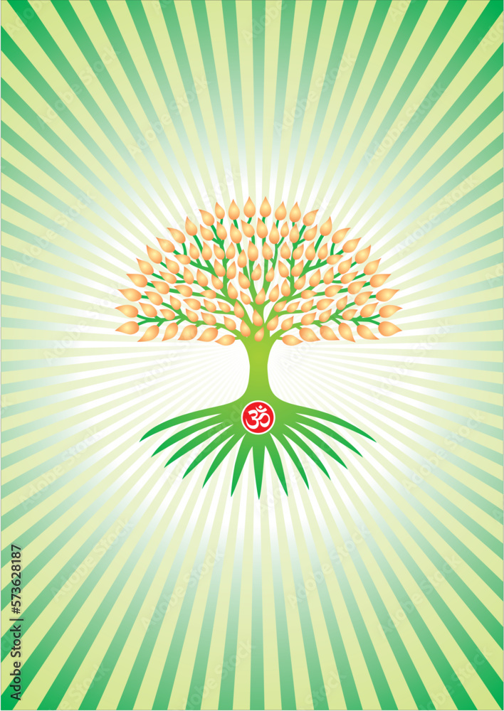 The tree of life with the sign om, aum, ohm in the center. Symbol of ...