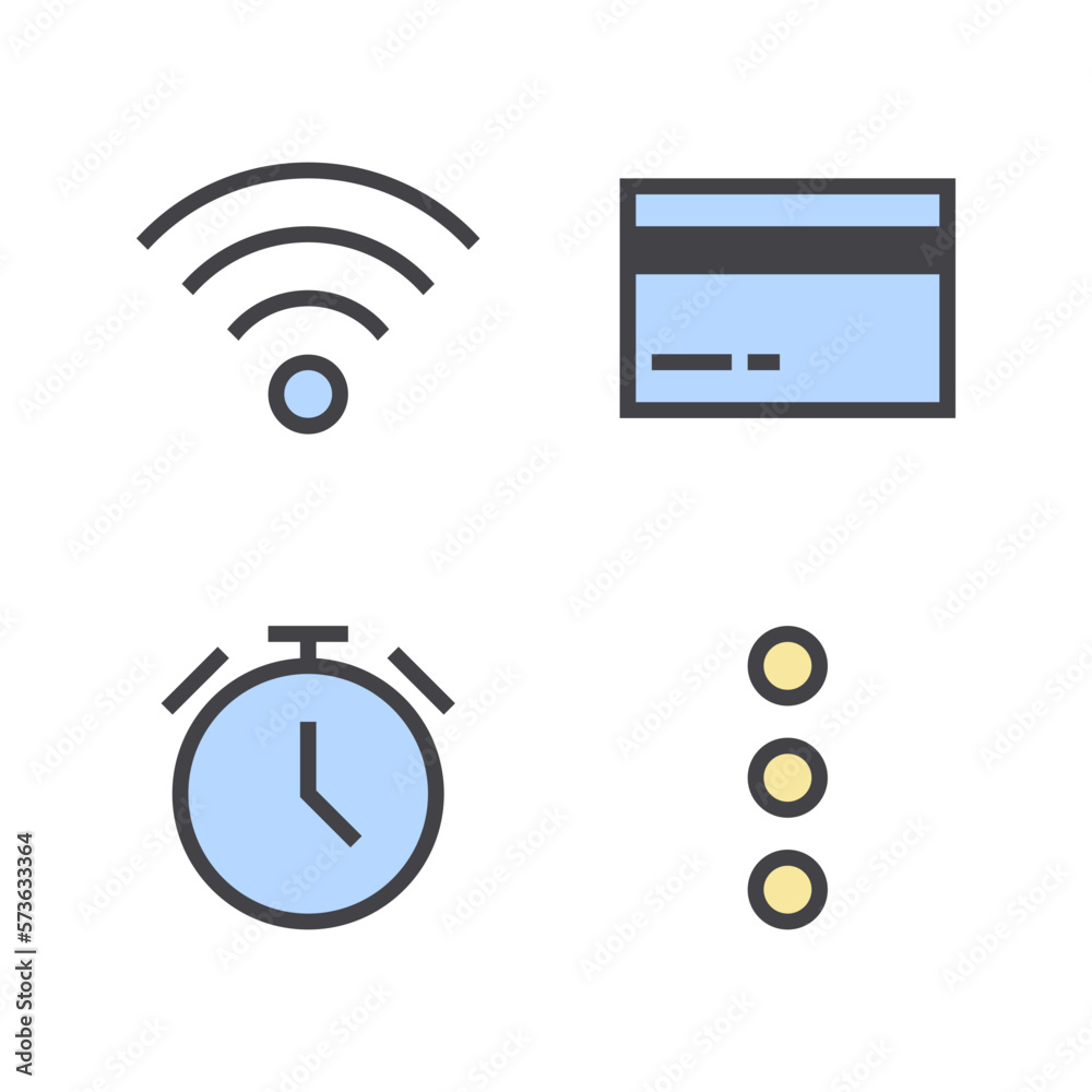 User Interface Icons set. Wifi signal, credit card, stopwatch, setting ...