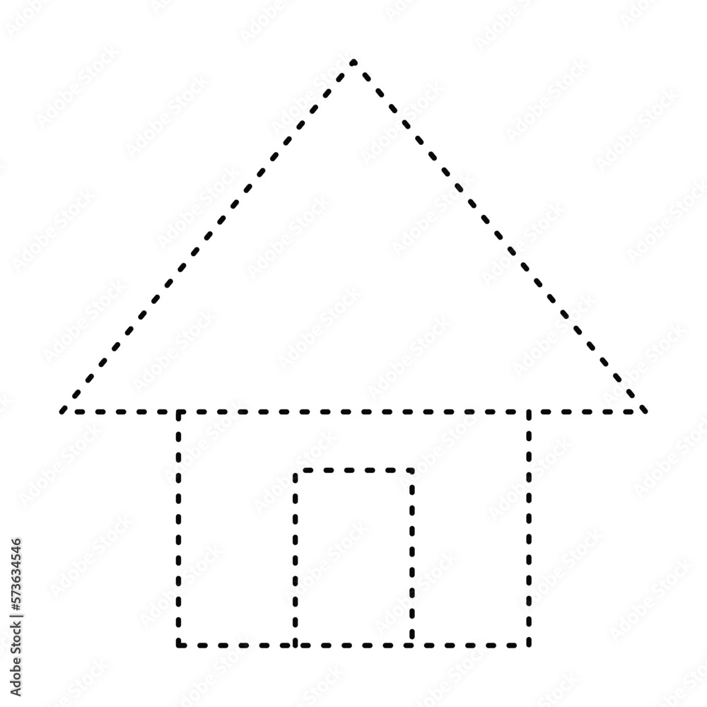 Vetor de Tracing house dotted lines shape for preschool and ...