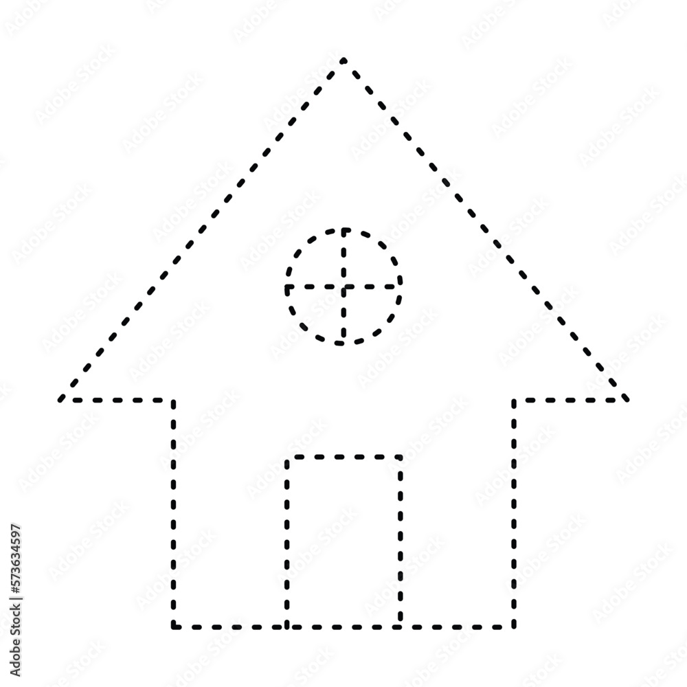Tracing house dotted lines shape for preschool and kindergarten school ...