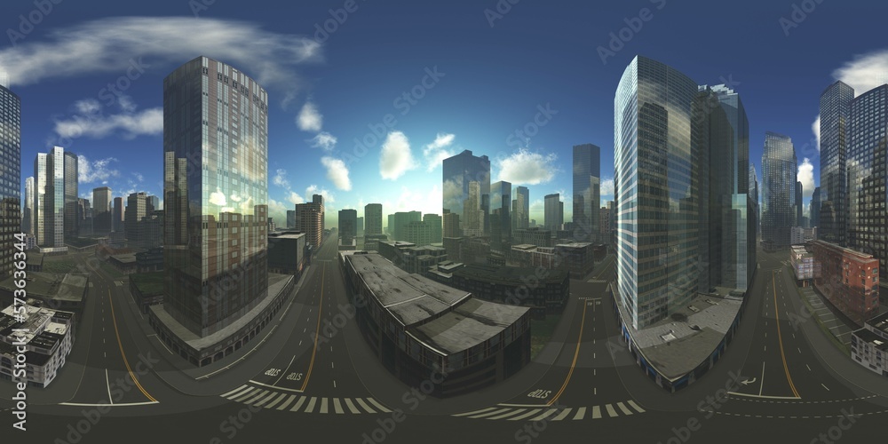 City panorama, cityscape. HDRI, environment map , Round panorama ...