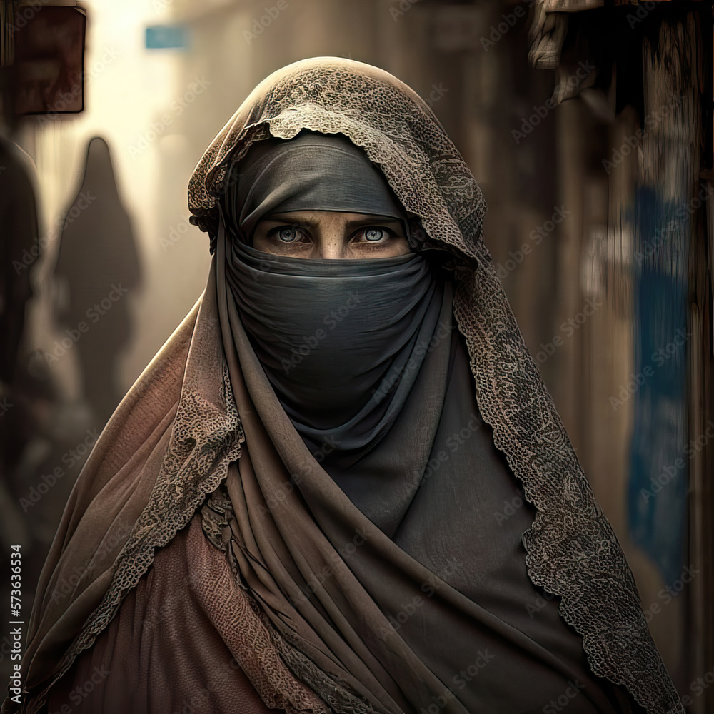 AI generated Portrait of muslim arabic, emirates or egyptian woman with ...