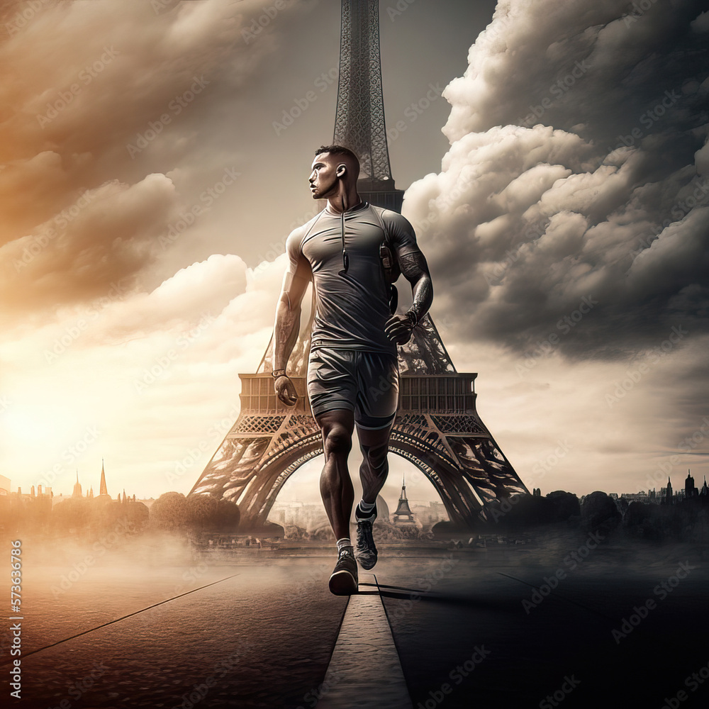 AI generated Athletes from around the world gathering in Paris, with ...