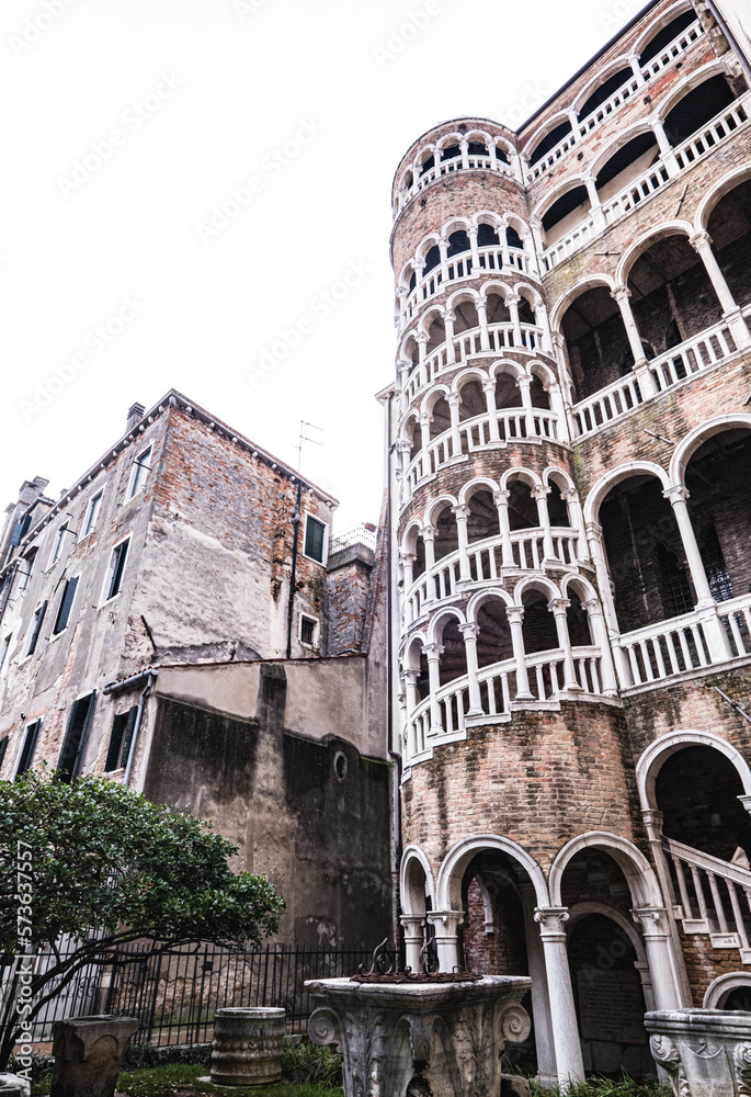 Graceful Staircases & Arches Of The Scala Contarini Tower Stock Photo ...