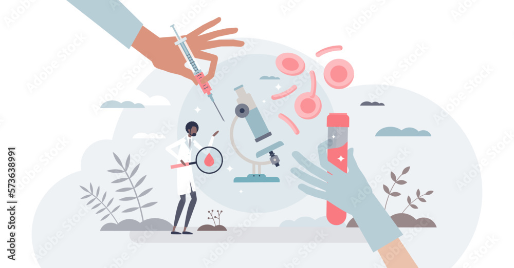 Blood testing and taking sample for research and examination tiny ...