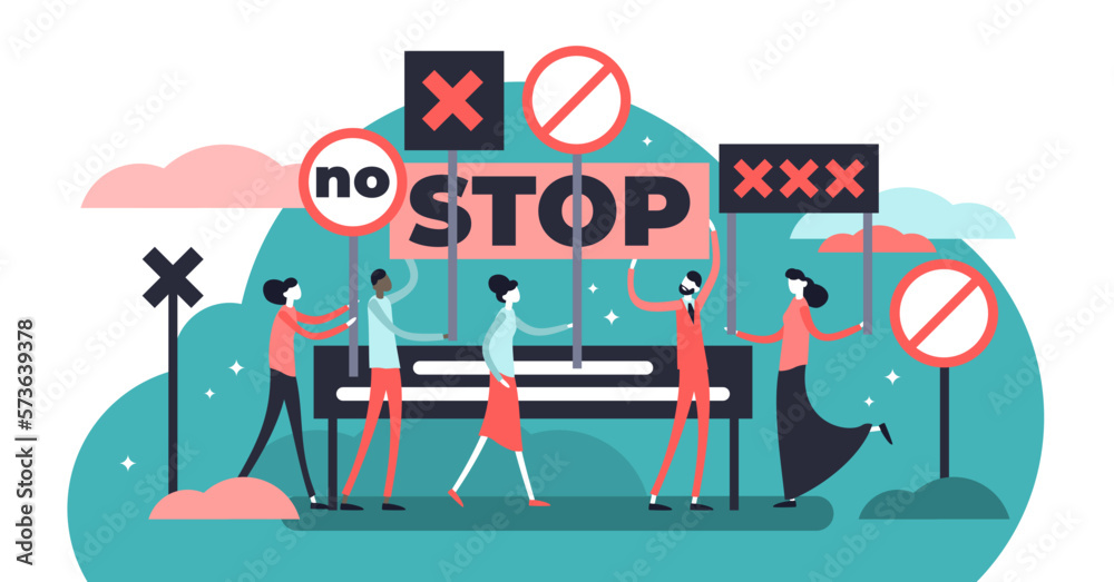 Protest illustration, transparent background. Flat tiny demonstration ...