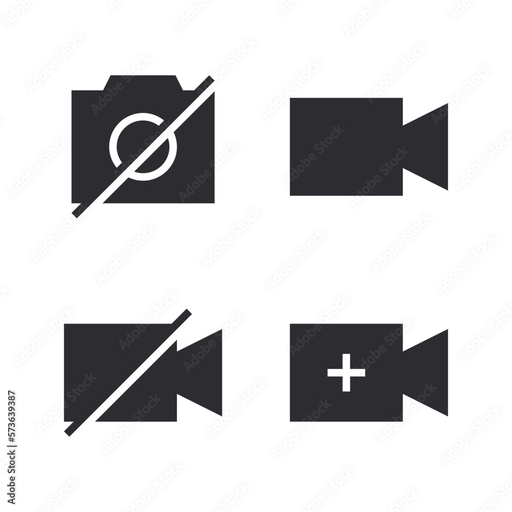 User Interface icons set. No camera, video, no video, add video ...