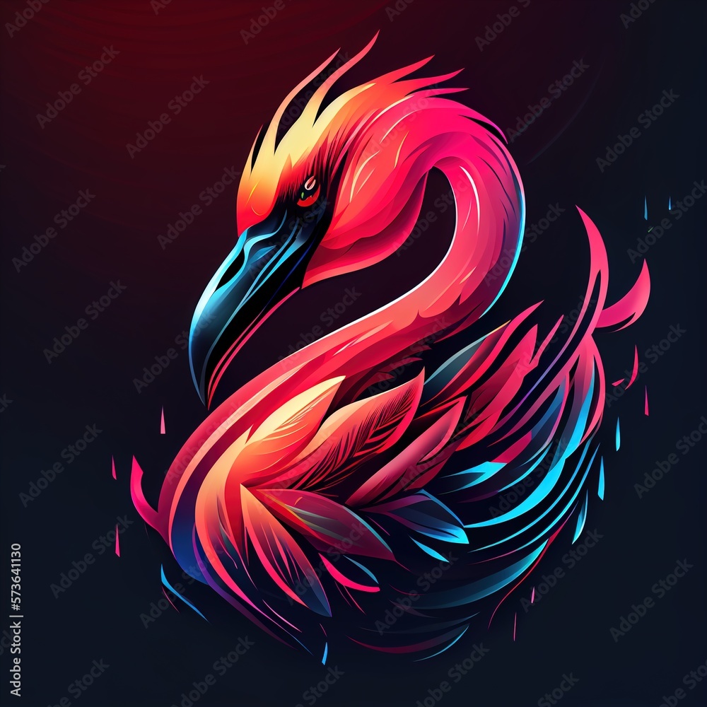 Flamingo mascot logo design, Generative Ai Stock Illustration | Adobe Stock