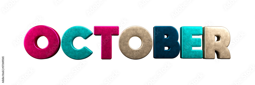 Bold and Colorful 3D October Text Illustration in Shades of Magenta ...