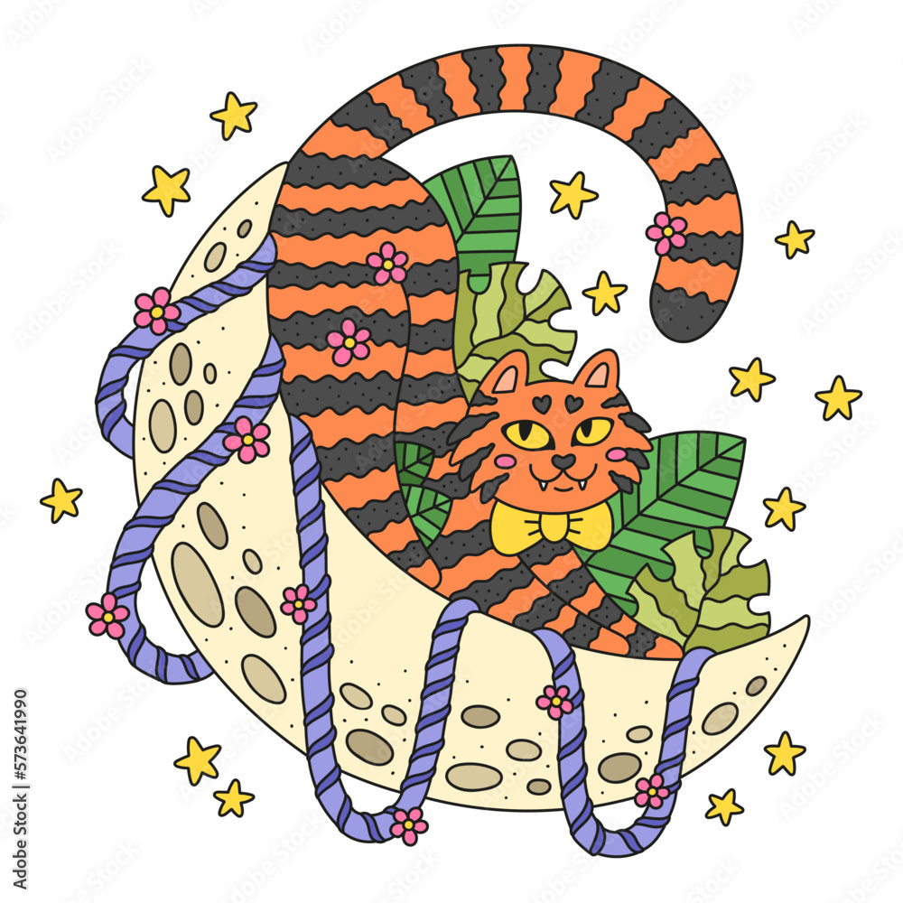 Naughty little tiger wearing bow tie. Wild strippet cat resting on the ...
