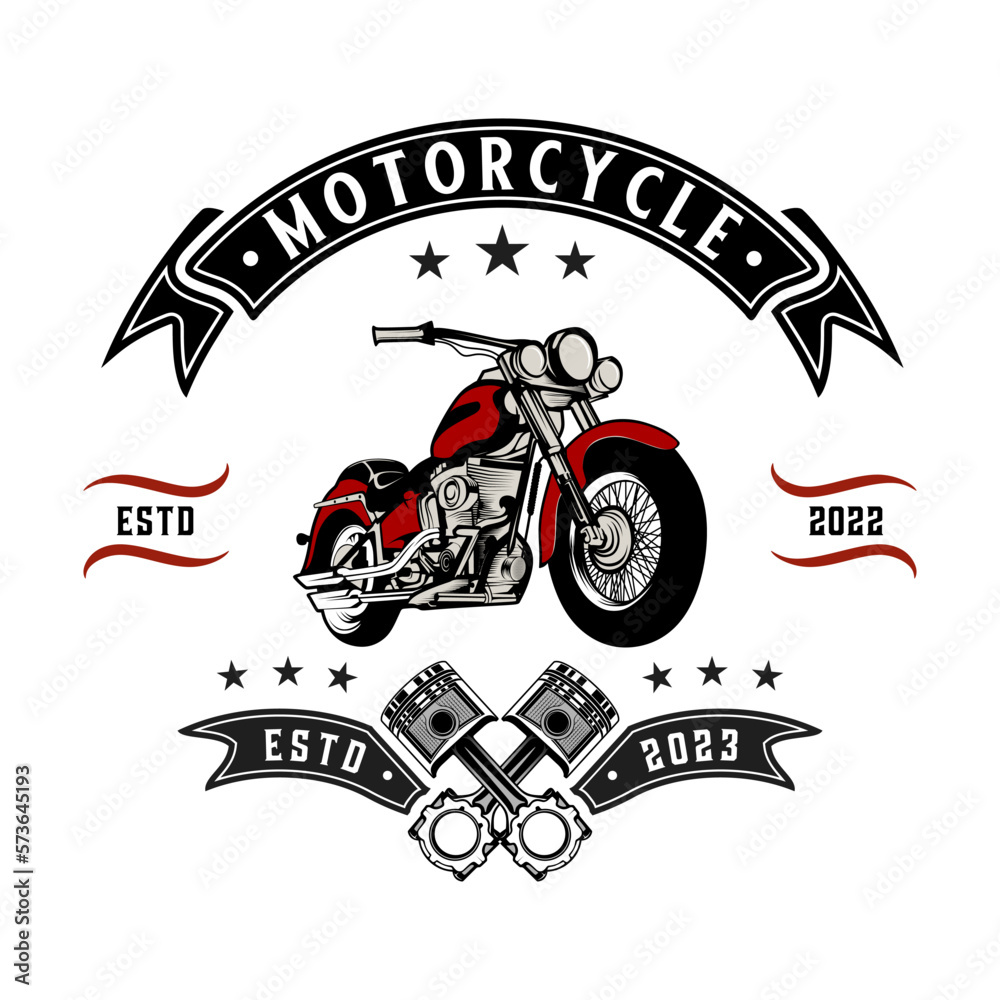 classic motorcycle vector logo design. motorcycle in vintage style for ...