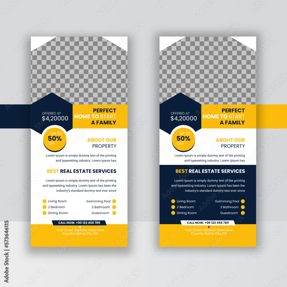 Real estate rack business rack card template design, creative real ...