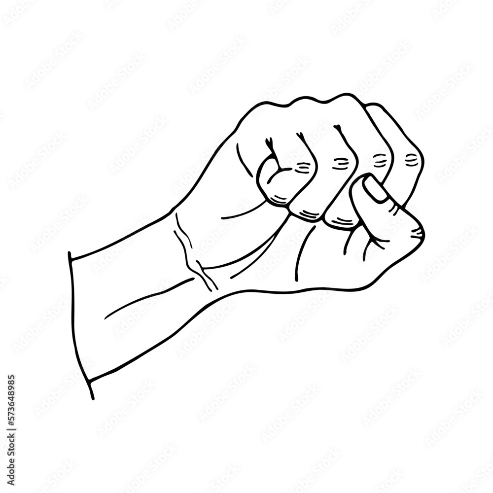 Man's hand, fist. Vector stock illustration, isolate on white ...