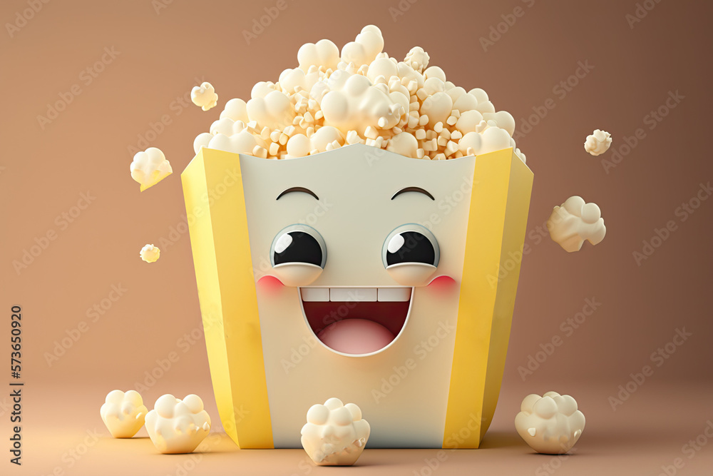 Cute Cartoon Dancing Popcorn Character (Created with Generative AI ...