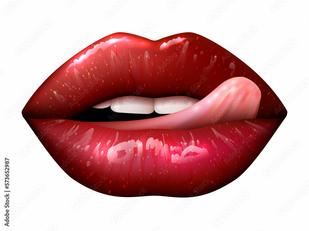 Female Lipslips Threadslicking Lips Illustrationcolorfull Lipsrealistic Lipsopen Mouth Logo