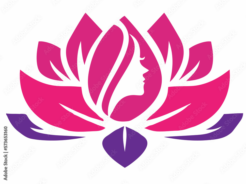 lotus flower with girl face vector,lotus icon with girl face,girl rose ...