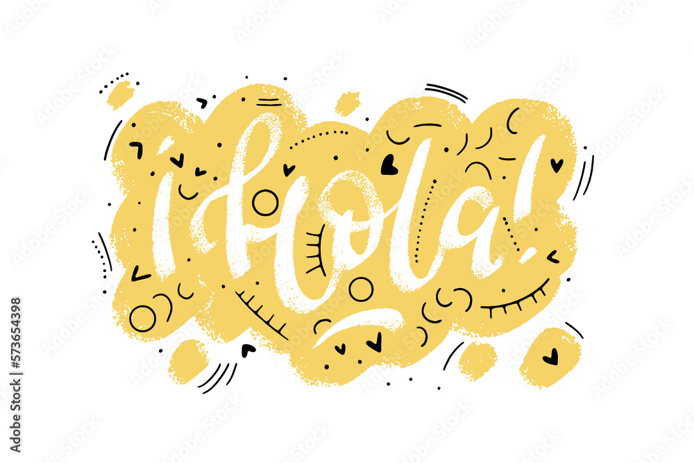 Hola word which means Hello in spanish speech bubble icon with thin ...