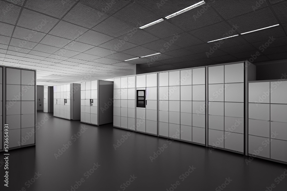 Isometric view of a office space and server room,Data Center With ...