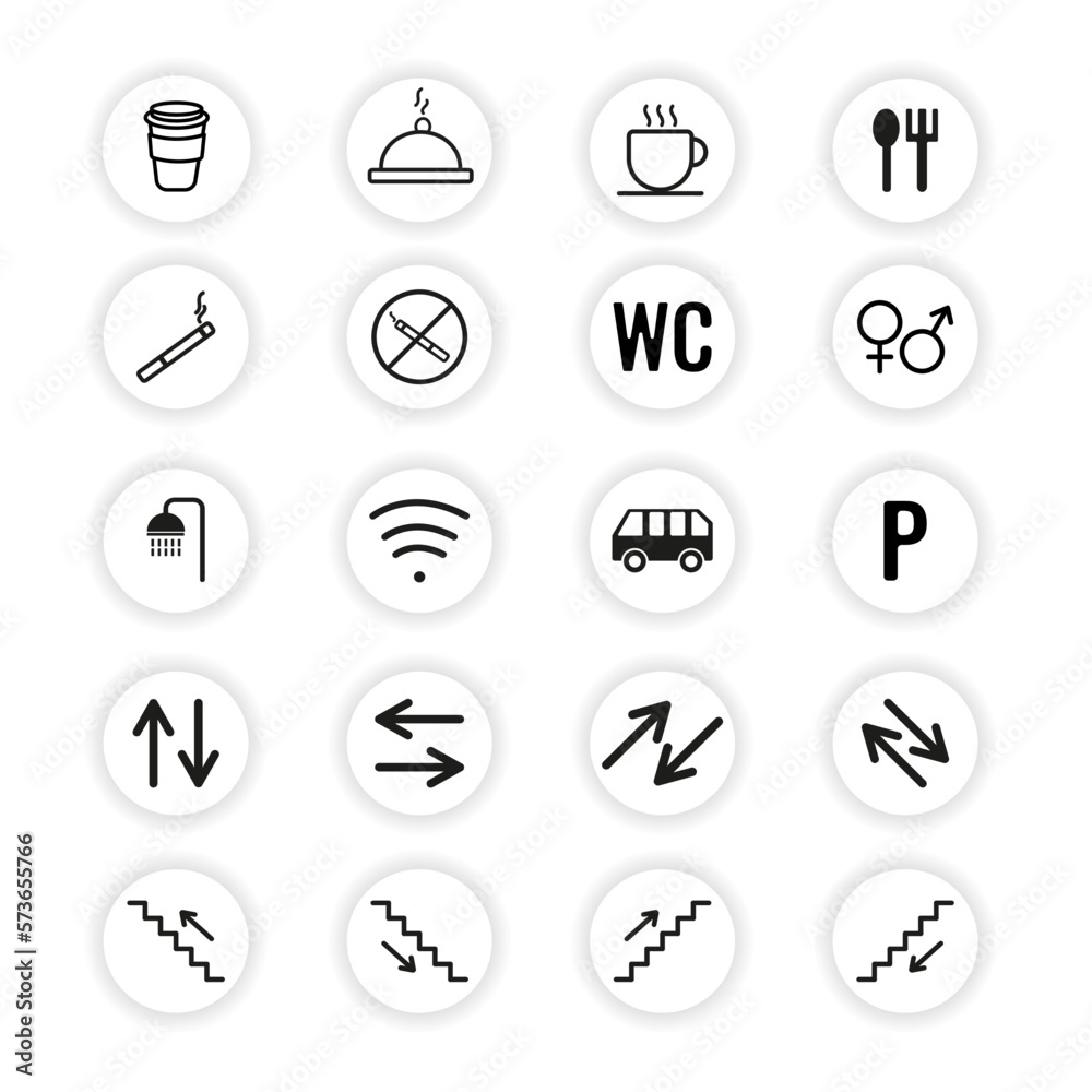 wayfinding signage icons on white background Stock Vector | Adobe Stock