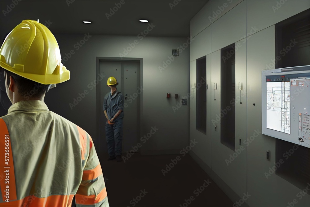 Engineer checking Industrial fire control system,Fire Alarm controller ...