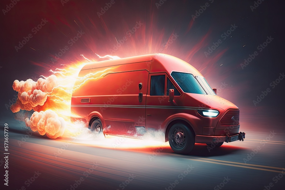 Incredibly rapid package delivery service, with a van that accelerates ...