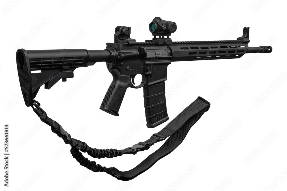 Modern automatic rifle isolated on white background. Weapons for police ...