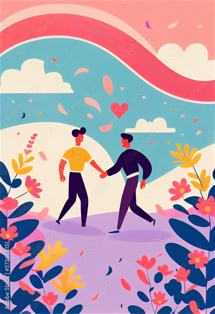 LGBT and Pride month. Transgender couple in a relationship. vector ...