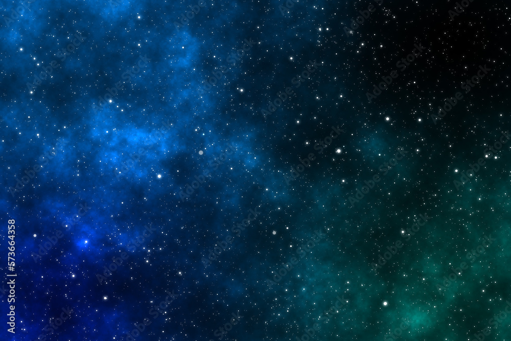 Starry night image with the blue and green galaxy and nebula. Stock ...