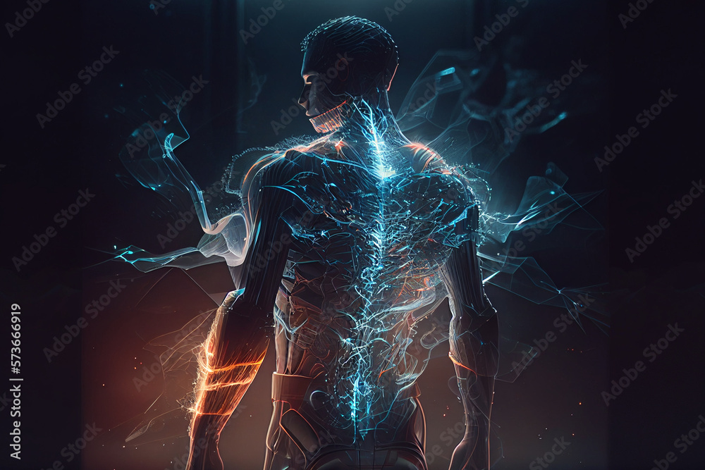 man robotic light effects,cyborg man from the future, modern ...
