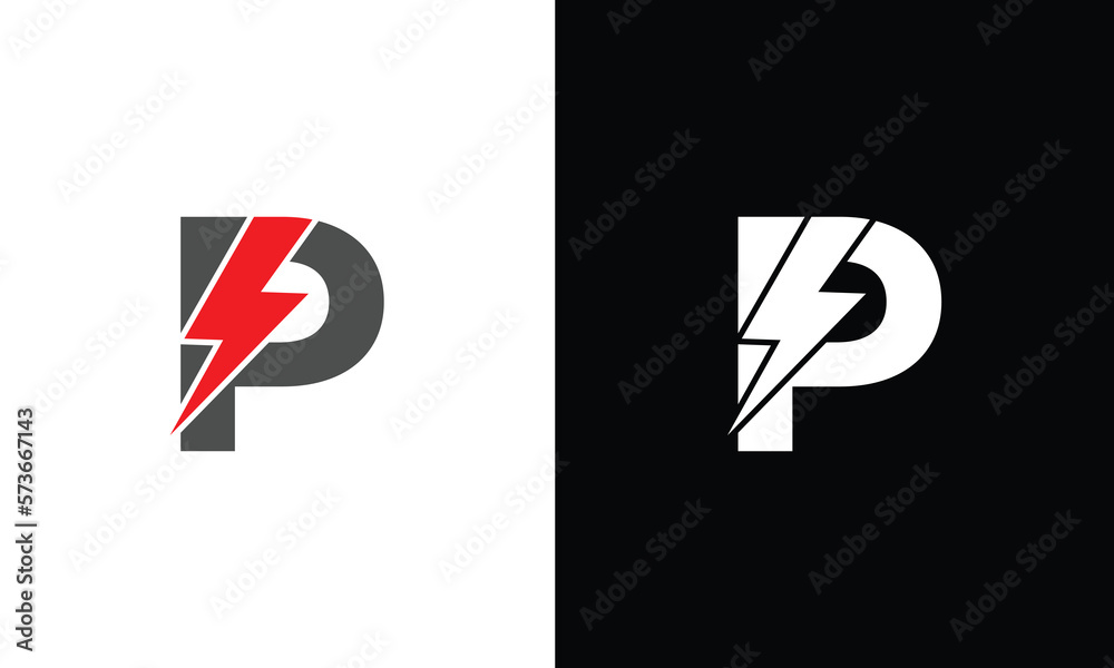P logo energy vector for identity company. Electric Bolt Letter P Logo ...