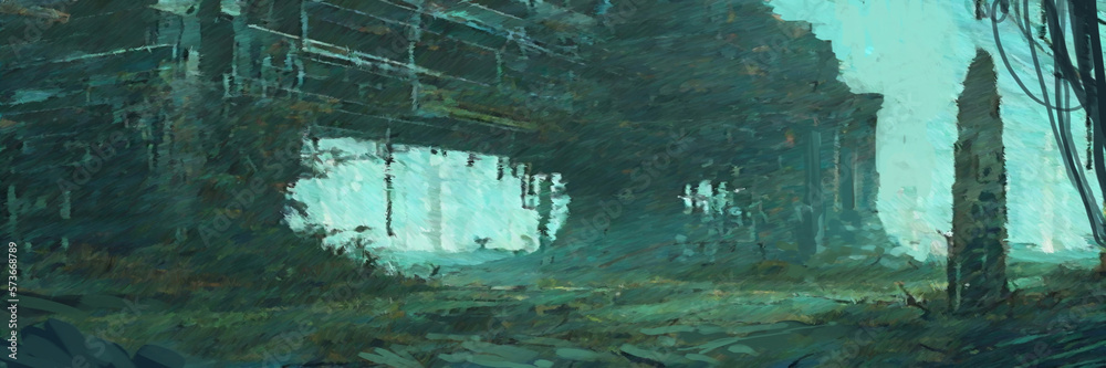 Abandoned futuristic city in ruins. Time after humans. World without ...