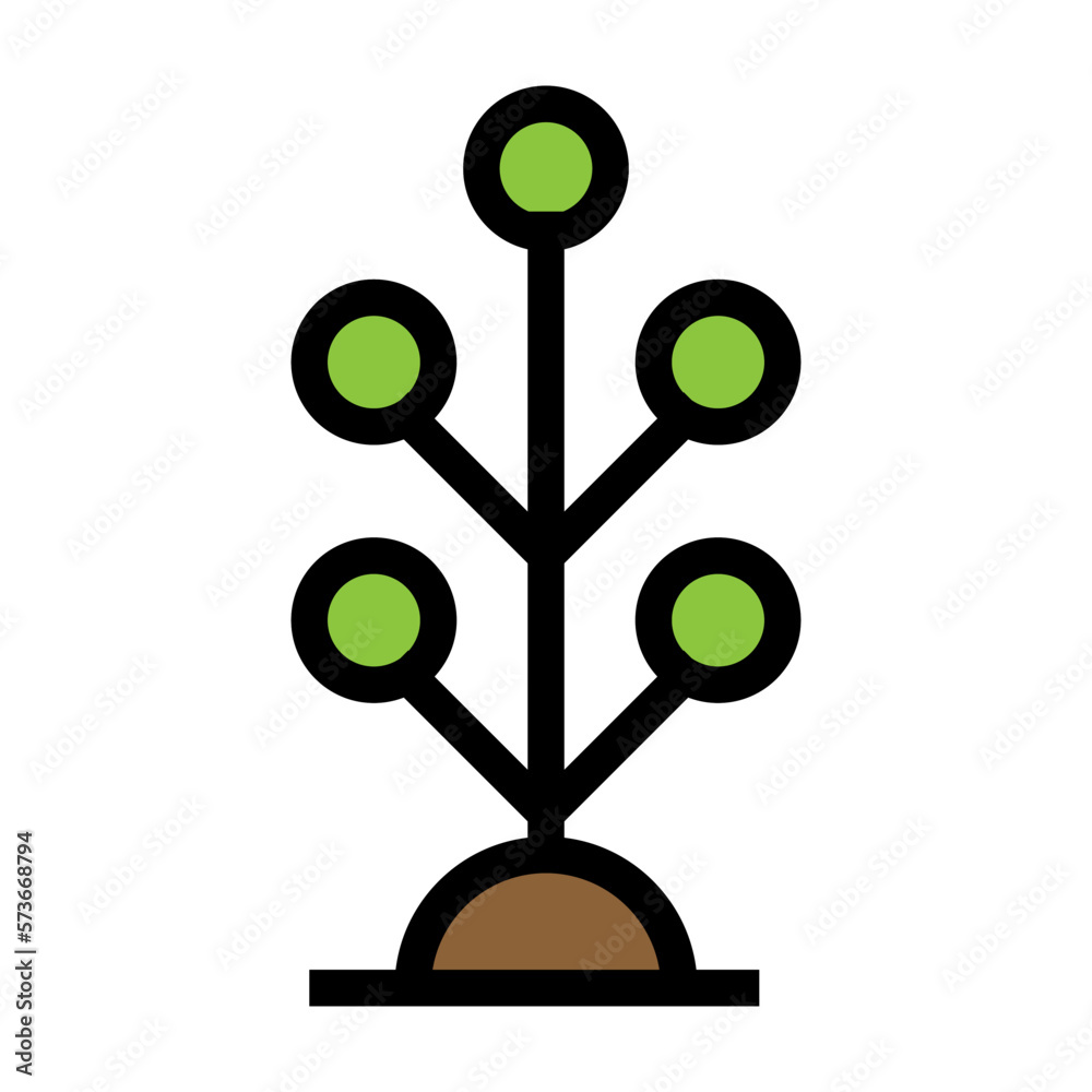 Bush icon line isolated on white background. Black flat thin icon on ...