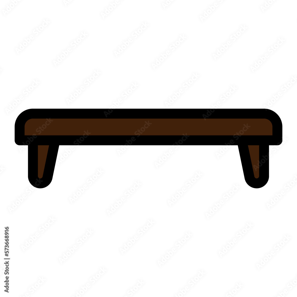 Coffee table icon line isolated on white background. Black flat thin ...