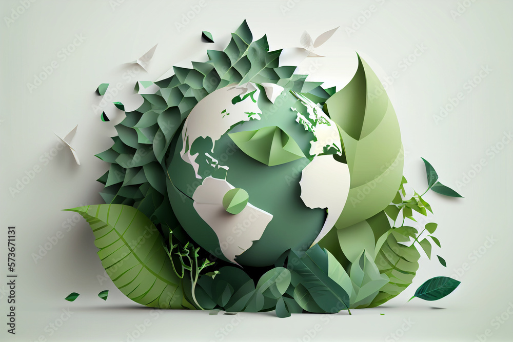 Illustrazione Stock Umwelt- Konzept zum Tag der Erde: die Erde vor ...