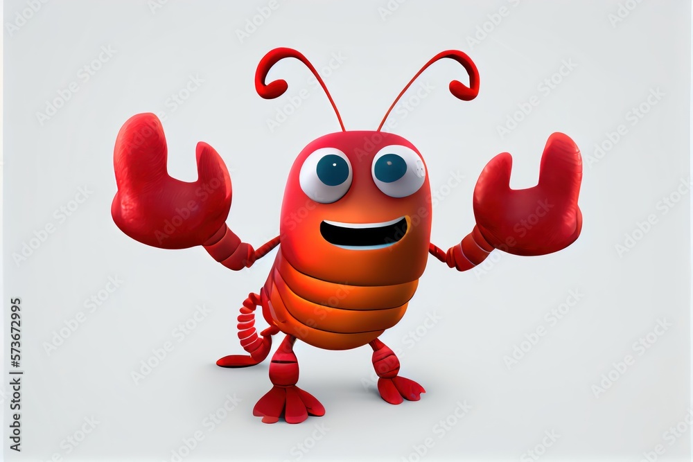 Cute Cartoon Lobster Mascot Characters 3D Illustration. Created with ...