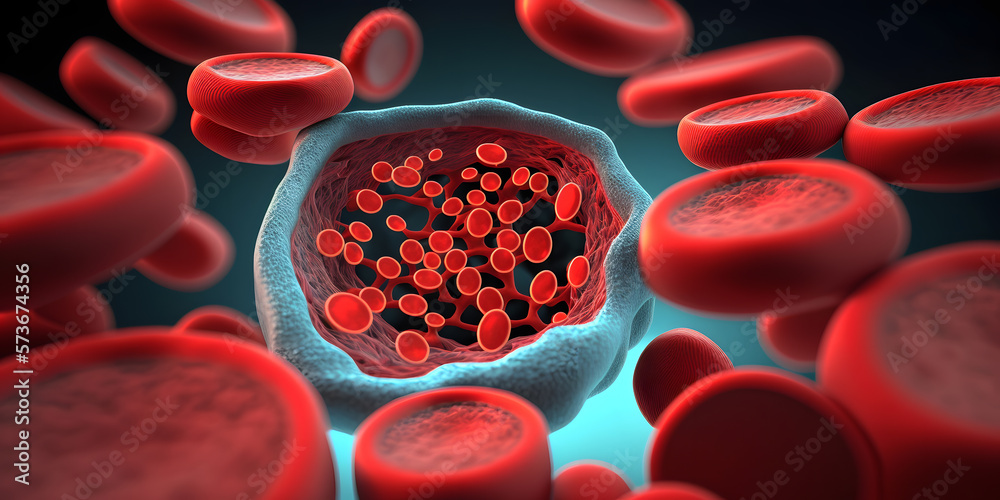 Mutation of Red blood cells in fight cancer cell. Banner biology ...