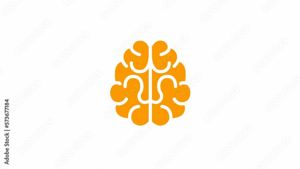 Animated orange symbol of brain. Concept of idea and creative. Looped ...