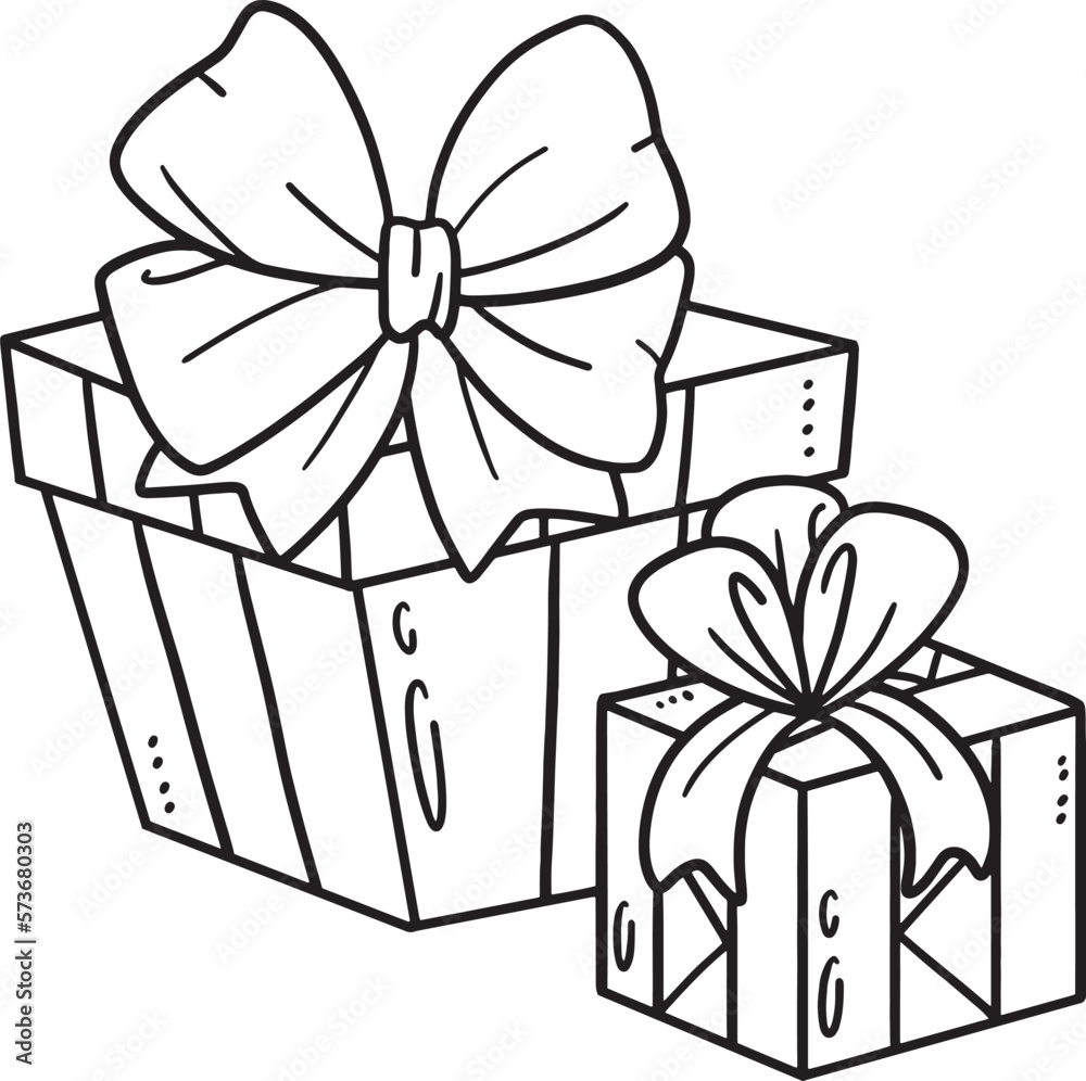 Birthday Gift Isolated Coloring Page for Kids Stock Vector | Adobe Stock