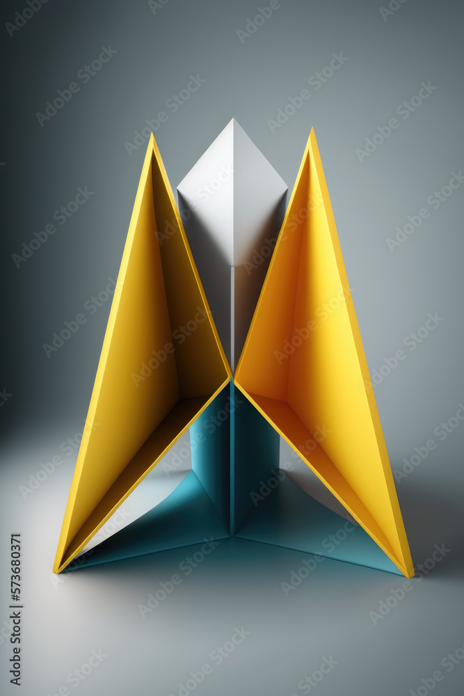 triangular prism with three faces. podium, empty showcase for packaging ...