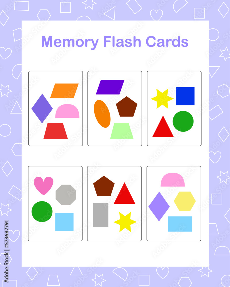 Memory game geometry shapes of different colors, English vocabulary ...