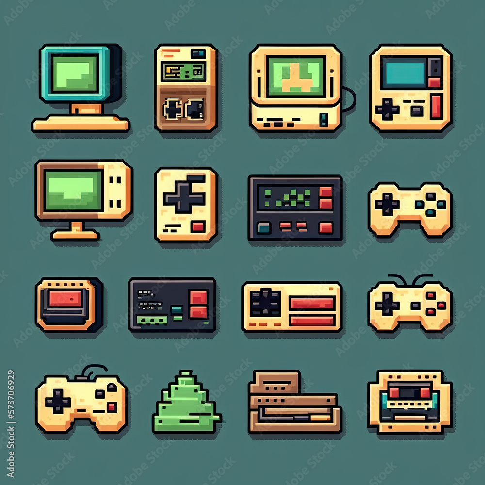 Pixel Art game, icon, object collection ,16 bits, 8 bits, Stock ...