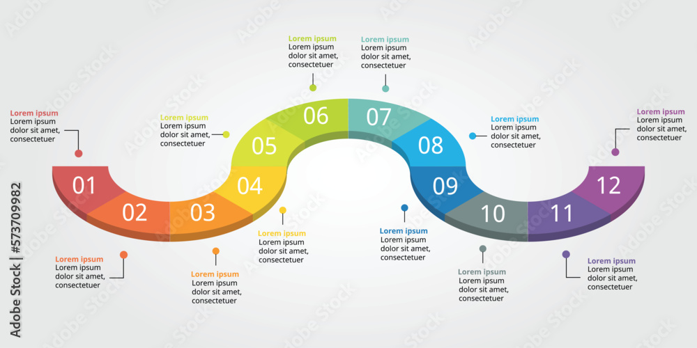 timeline curve chart template for infographic for presentation for 12 ...