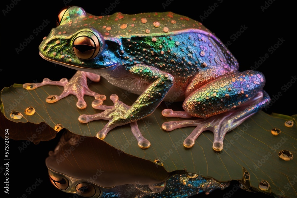 Tree frog skin iridescent, concept of Colorful and Reflective, created ...
