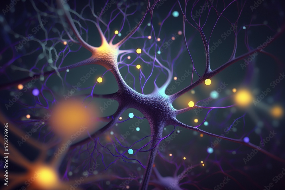 Nascent neurons of a baby, creating their first brain connections. Ai ...